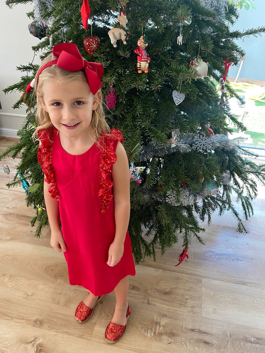 The Little Fifi Ruffle Dress - Christmas Red Sparkle – NEON STAR